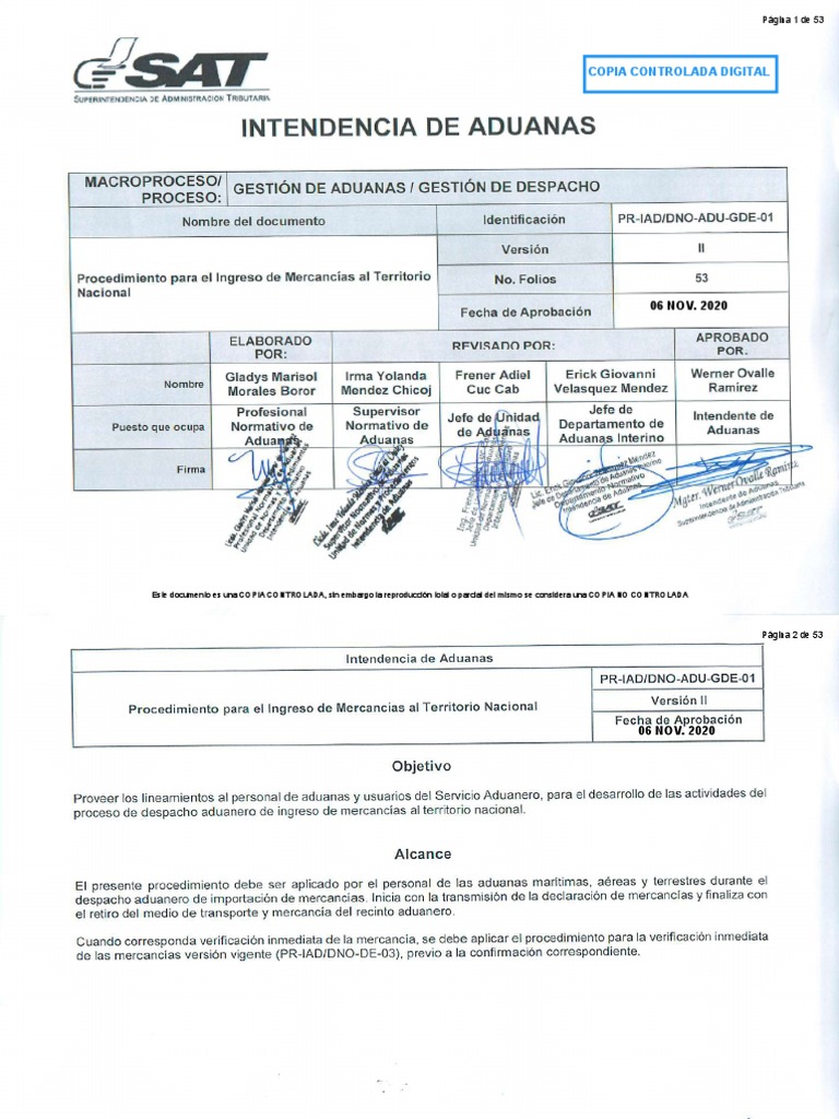 PR IAD DNO ADU GDE 01 Procedimiento para El Ingreso de Mercancias Al ...