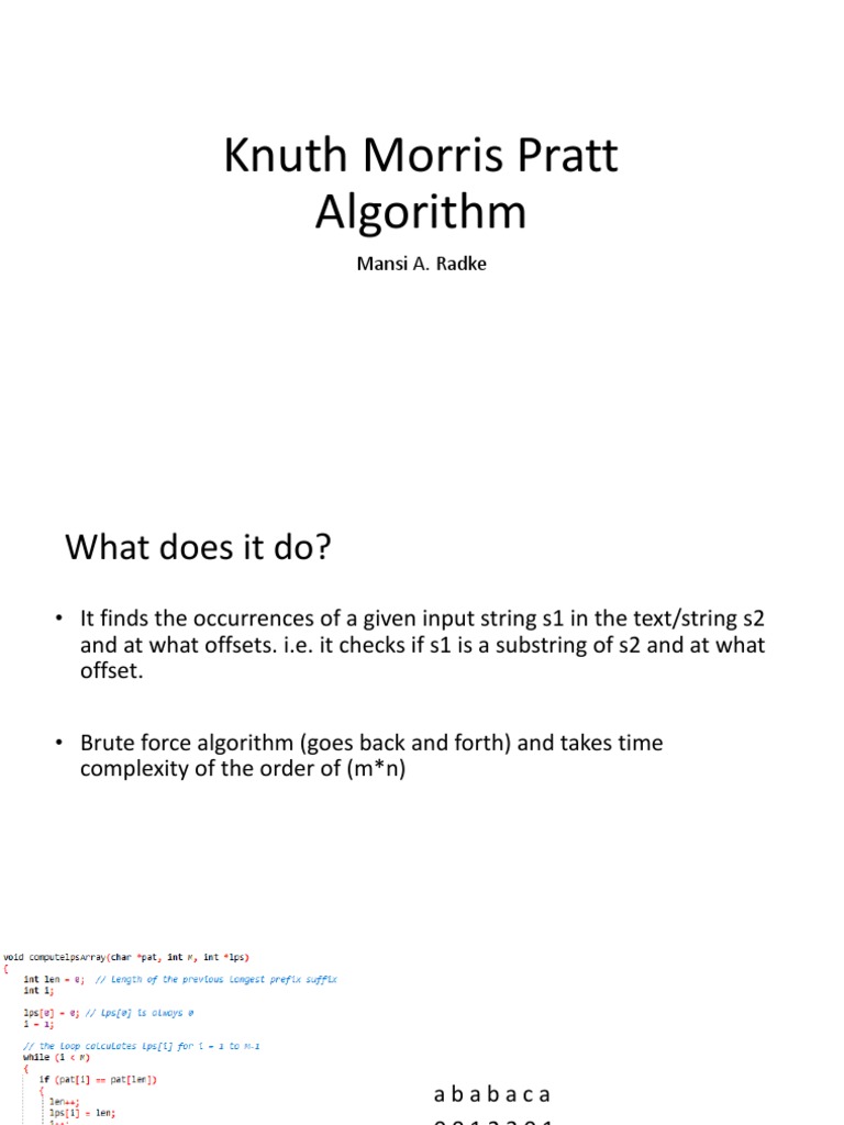 Lecture 11 Knut H Morris Pratt | PDF | Algorithms And Data Structures ...