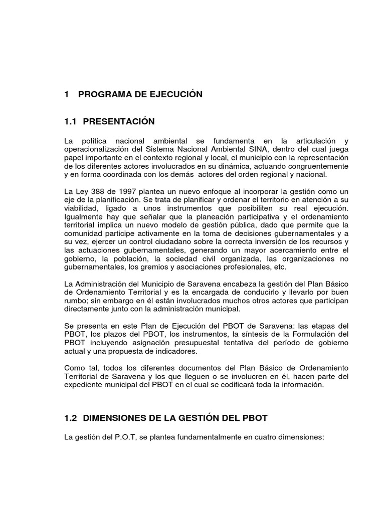 Etapas del PBOT en Saravena | PDF | Planificación