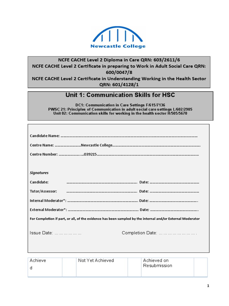 Communication Skills in Care Settings | PDF | Communication ...