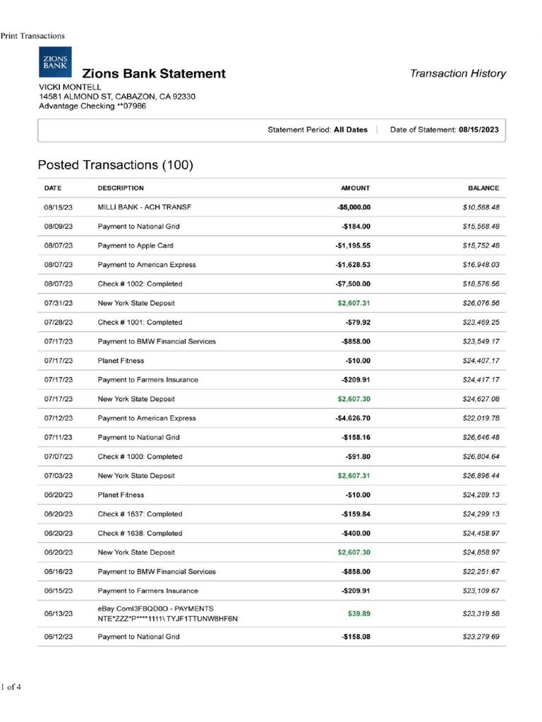 Zions Bank-Statement-1 | PDF