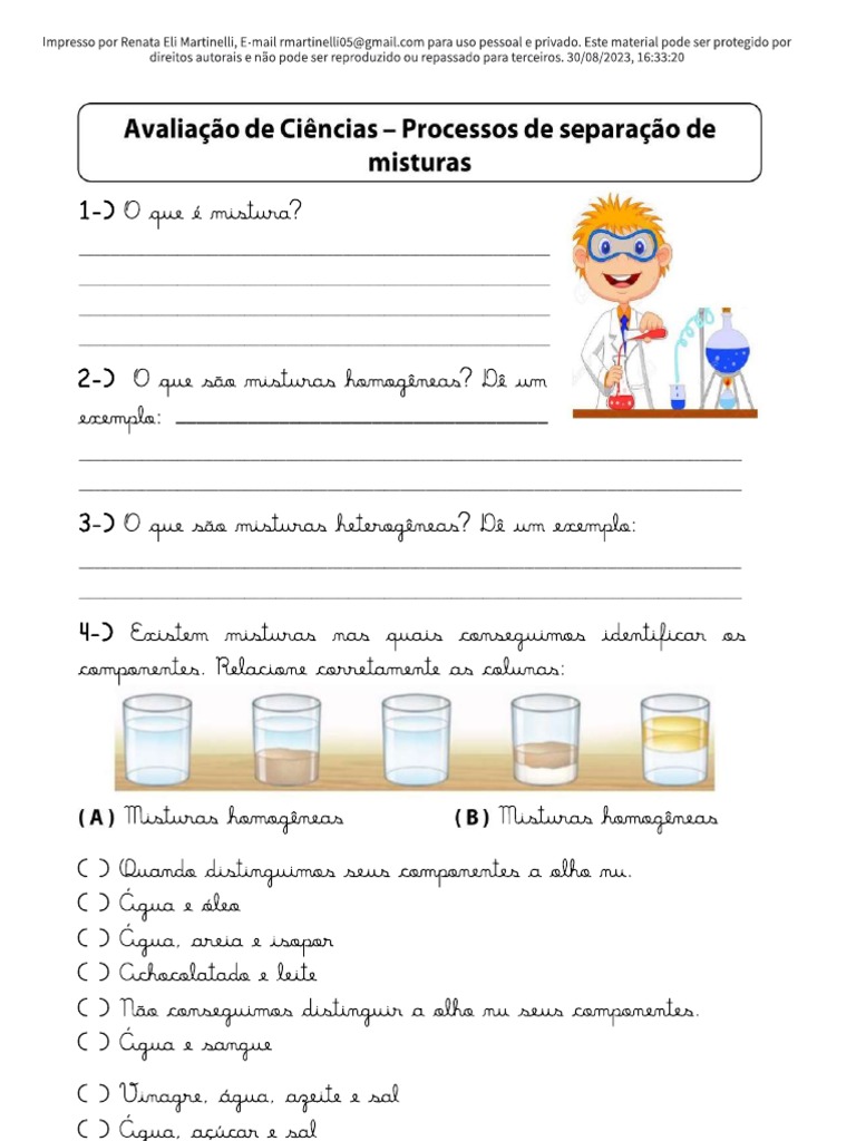 Estudo de Ciências - Resumo Sobre Misturas Heterogeneas e Homogeneas | PDF