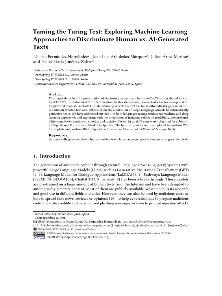 AutexTification IberLEF 2023 3 Junio | PDF | Data Analysis | Machine Learning