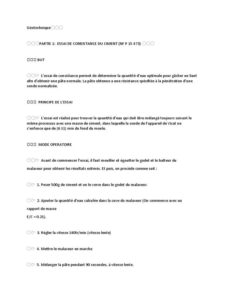 Essai de Consistance du Ciment | PDF | Ciment