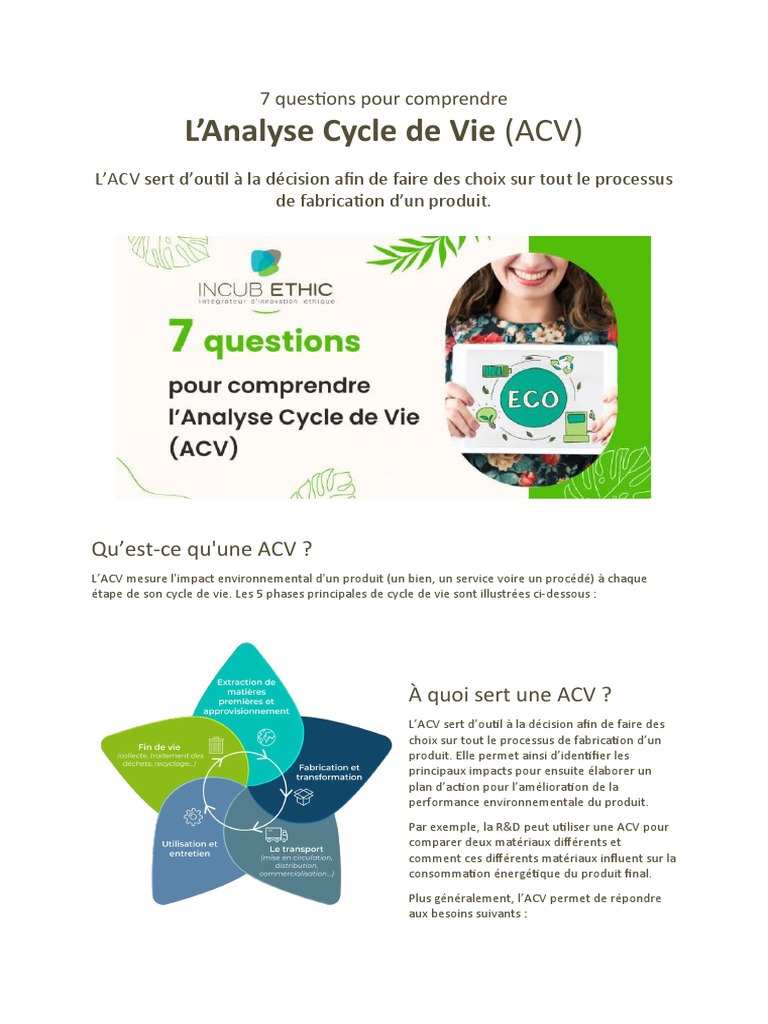 Comprendre l'Analyse Cycle de Vie (ACV) | PDF | Analyse du cycle de vie ...