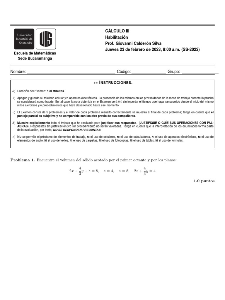 Gecalder CalculoIII Habilitacion 2022B | PDF | Matemáticas