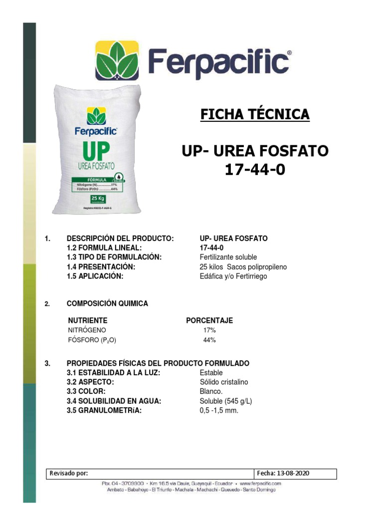 Ficha Tecnica Urea Fosfato | PDF