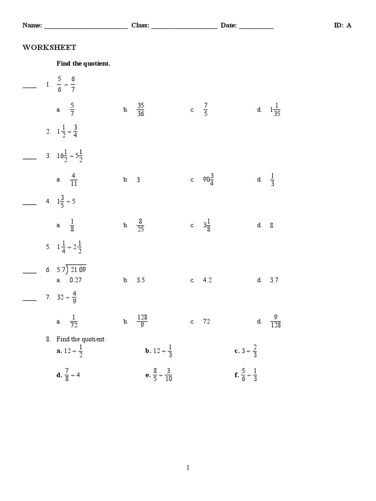 G6 Worksheet | PDF | Multiplication | Numbers