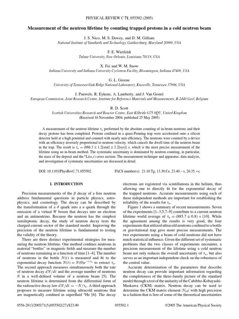 (1 Measurement of The Neutron Lifetime by Counting Trapped Protons in A Cold Neutron Beam ...