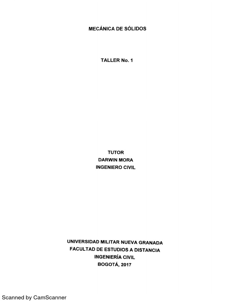 Taller 1. Mecanica de Solidos Umng | PDF