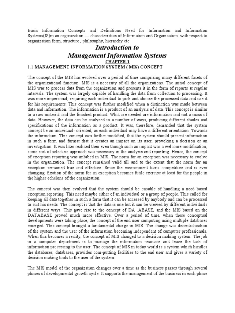 Mis Notes | PDF | Management Information System | Information System