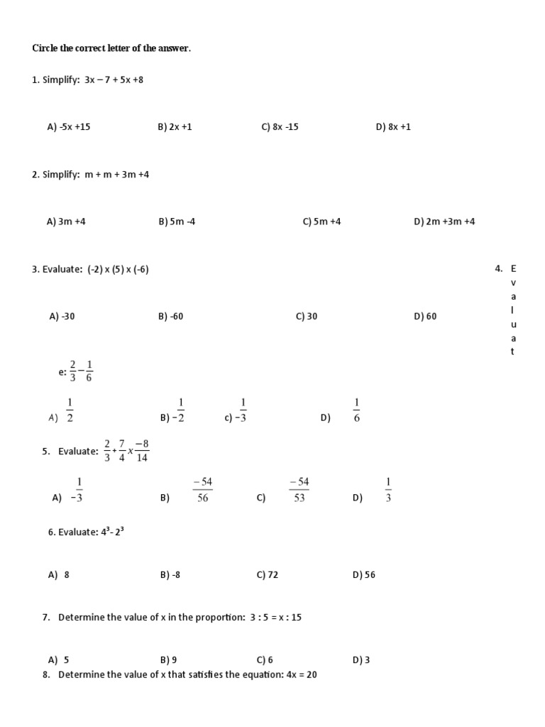 Circle The Correct Letter of The Answer | PDF | Numbers | Foot (Unit)