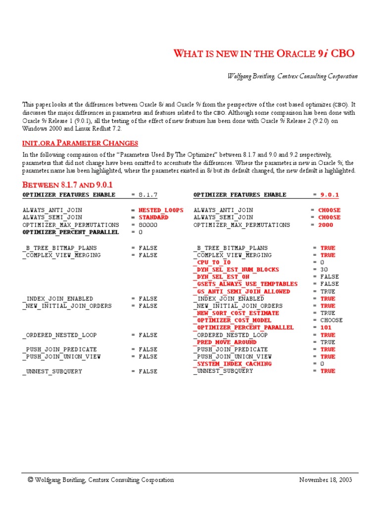 What Is New in CBO 9i | PDF | Data | Information Technology