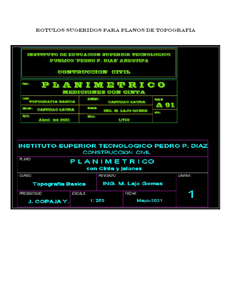 Rotulos Sugeridos para Planos de Topografia | PDF