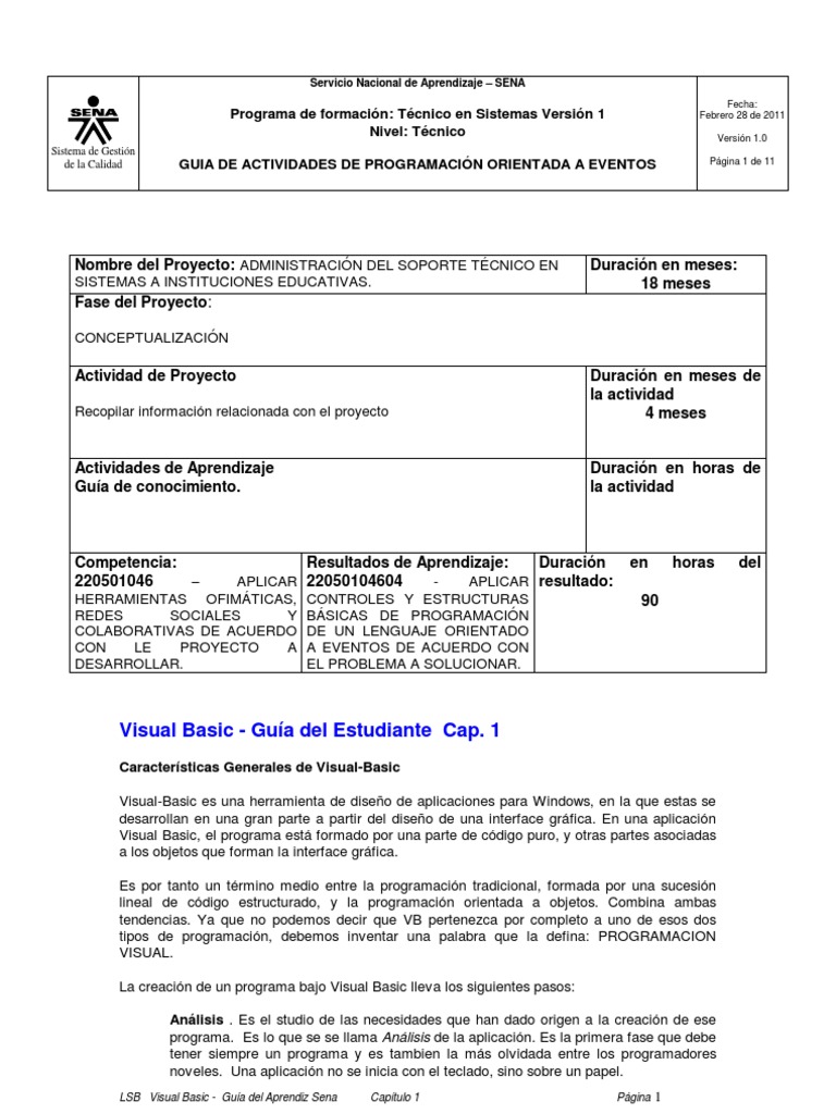Guía de Programación en Visual Basic | PDF