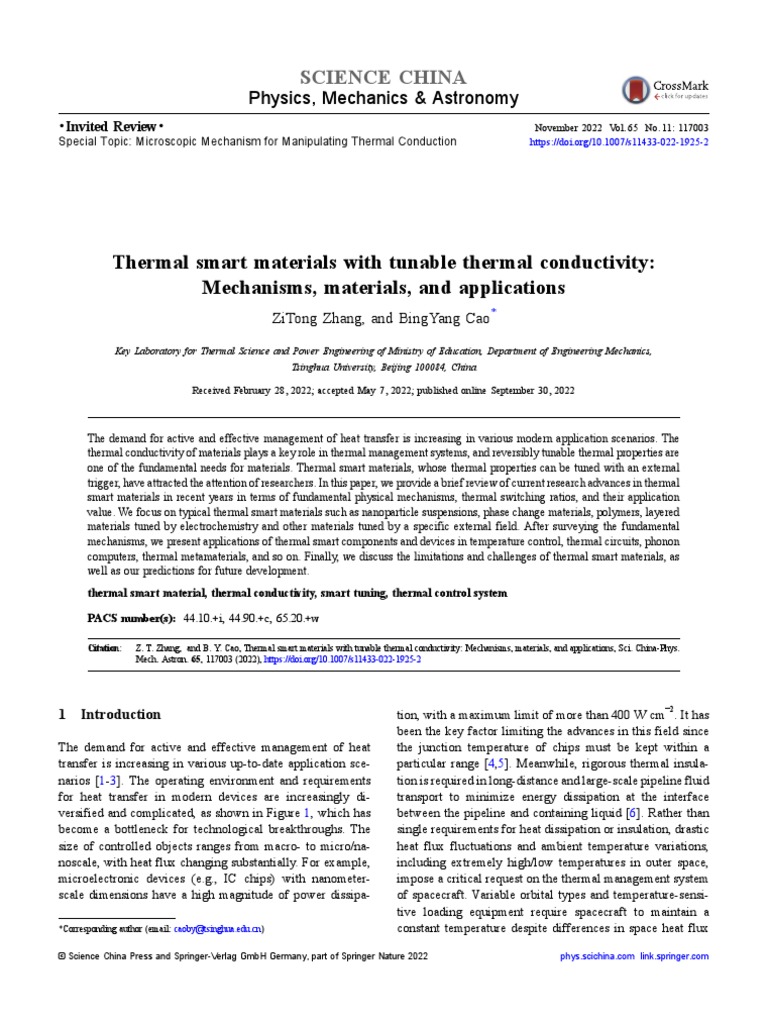 Thermal Smart Materials With Tunable Thermal Conductivity - Mechanisms ...