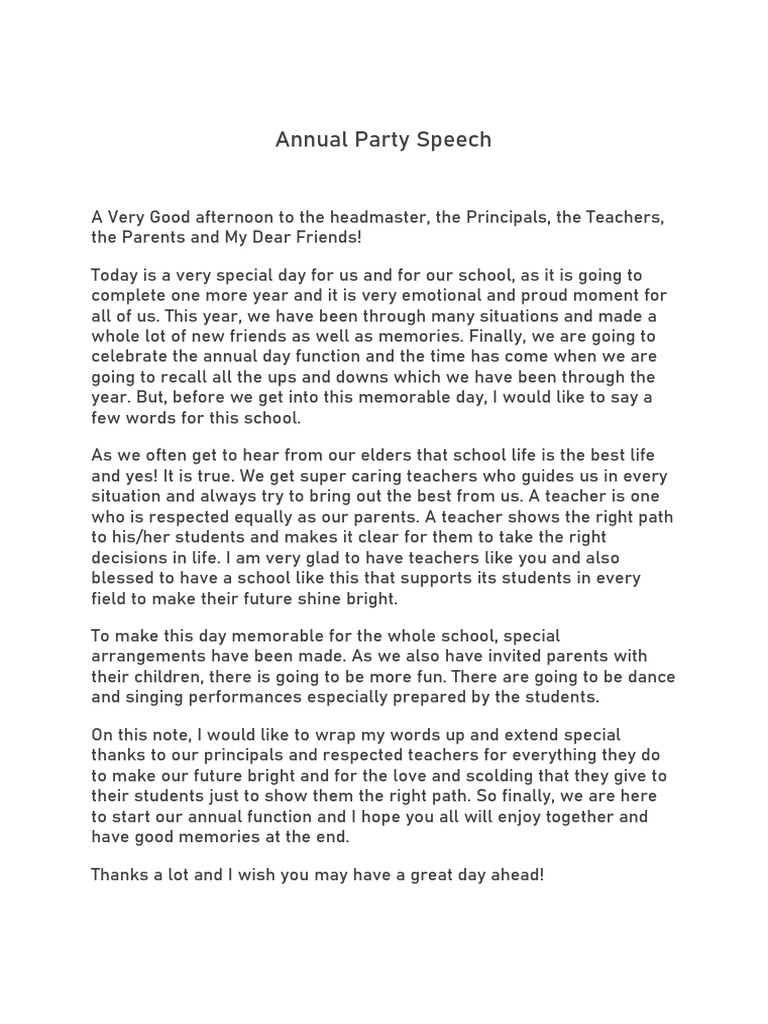 Annual Party Speech | PDF