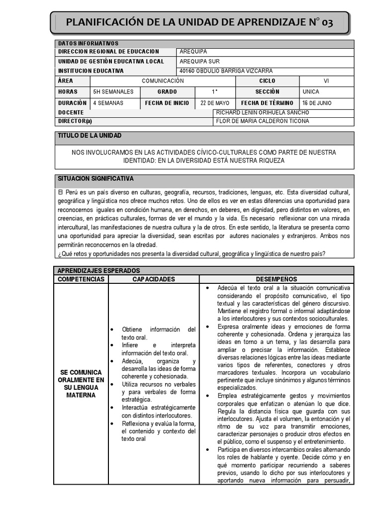 Unidad de Aprendizaje N°3 - Comunicación 1° | PDF | Cuentos | Lingüística