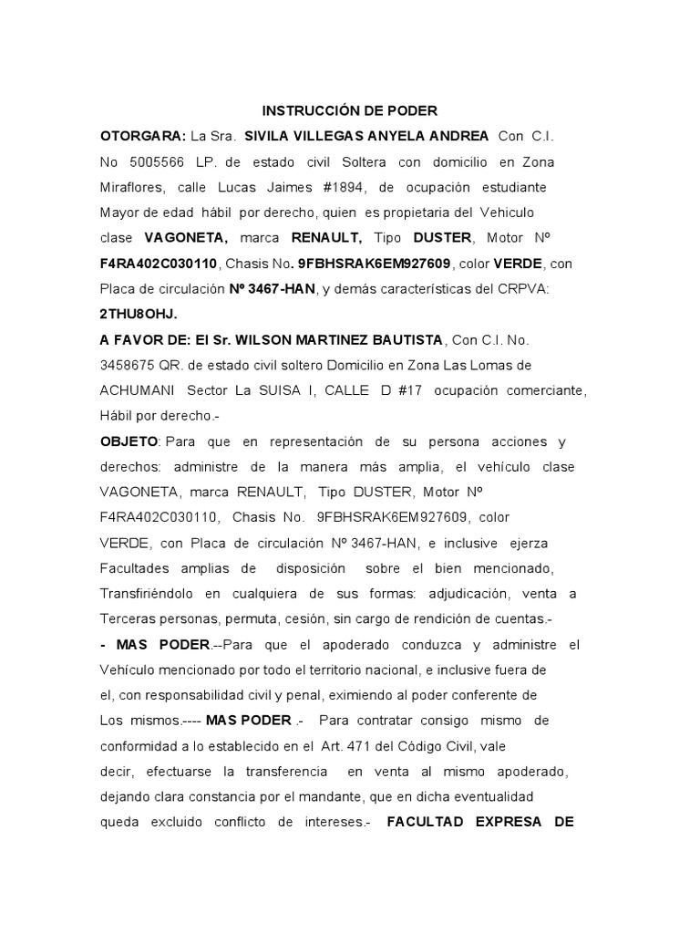 Poder de Venta Consigo Mismo | PDF | Finanzas y dinero | Derecho