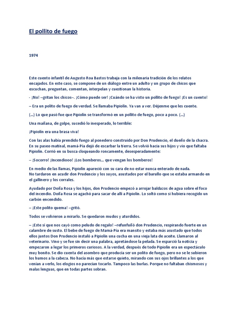 El pollito de fuego: Pipiolín y su aventura | PDF | Incendios