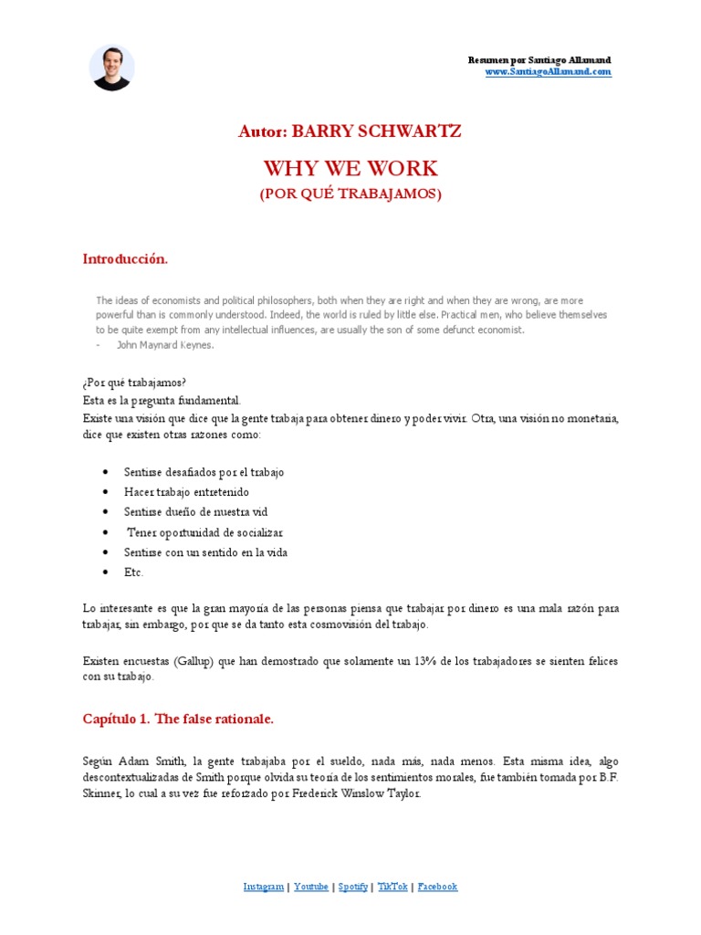 Barry Schwartz Why We Work | PDF | Ideologías