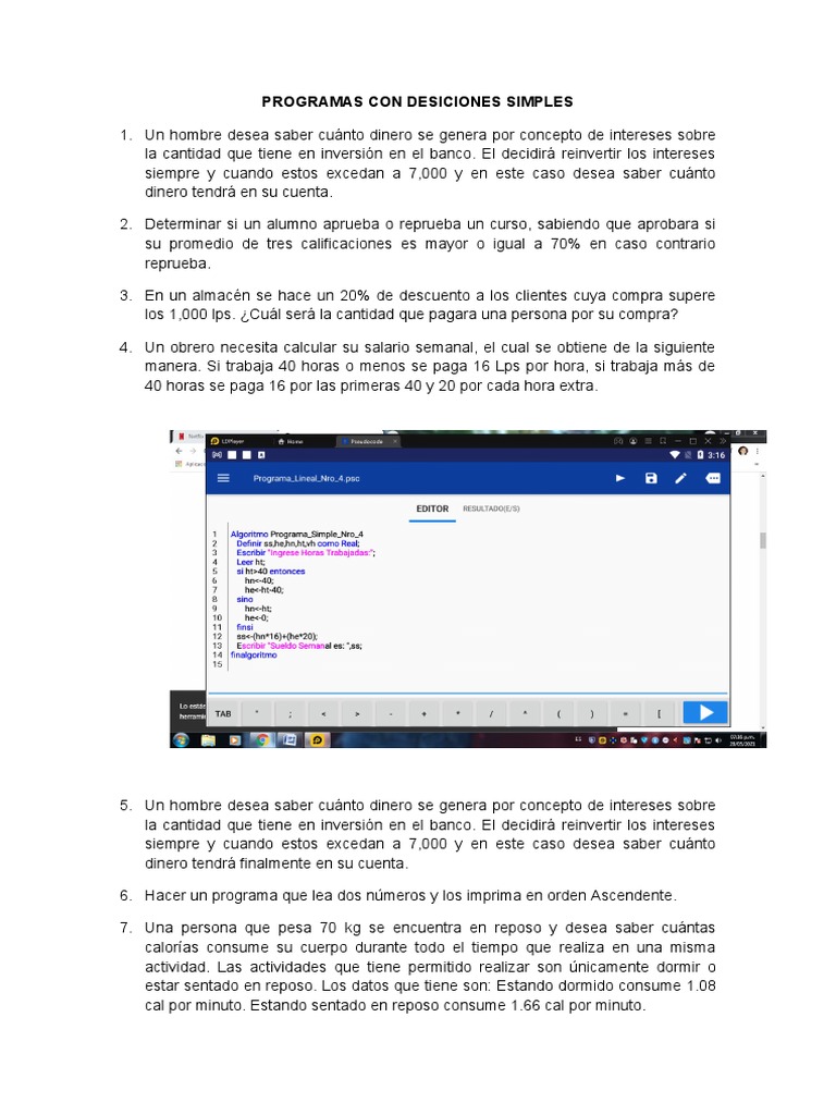Programas Decisiones Simples | PDF | Bancos | Interés