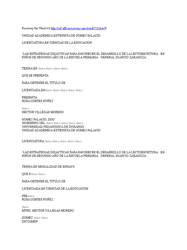 Tesina Rosa Copia - OfficeRecovery Online Demo | PDF | Evaluación ...