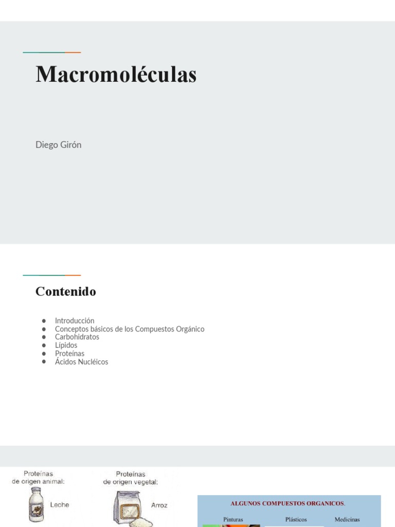 Macro Moleculas Presentación | PDF | Carbohidratos | Nucleótidos