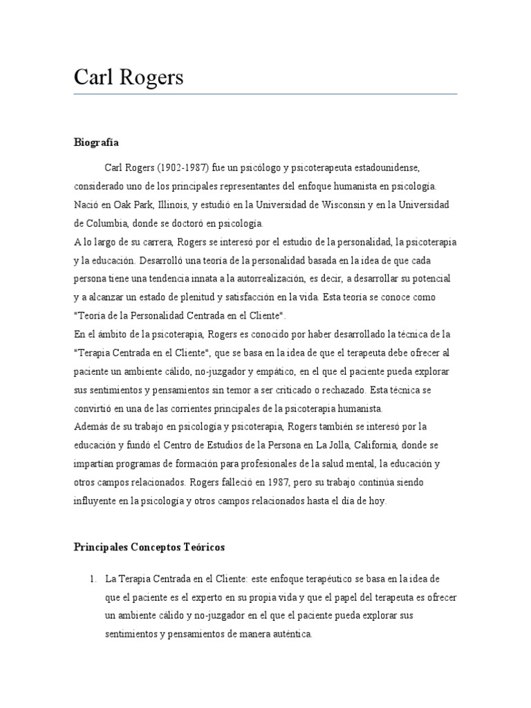 Carl Rogers | PDF | Psicoterapia | Conceptos psicologicos