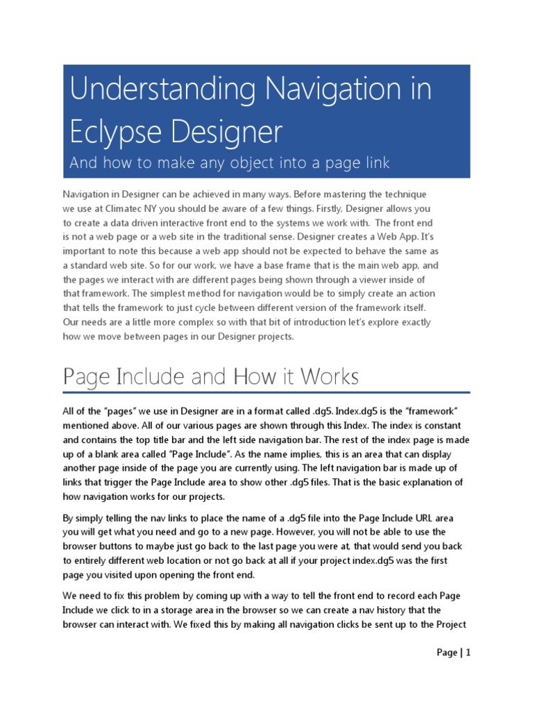 Understanding Navigation in Eclypse Designer | PDF | World Wide Web | Internet & Web