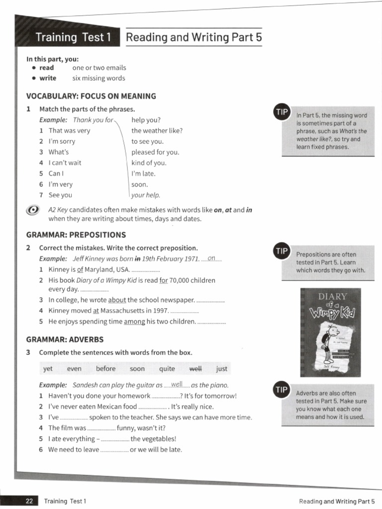 KET Trainer Reading and Writing Parts 5-7 | PDF