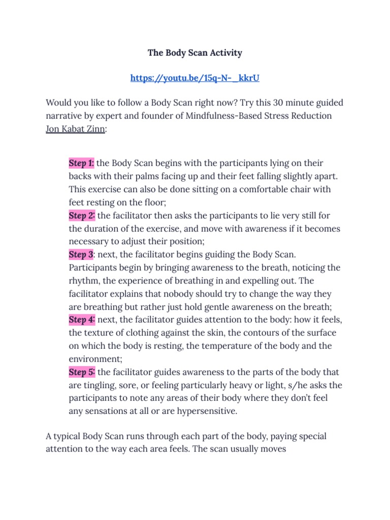 The Body Scan Activity. | PDF | Human Anatomy