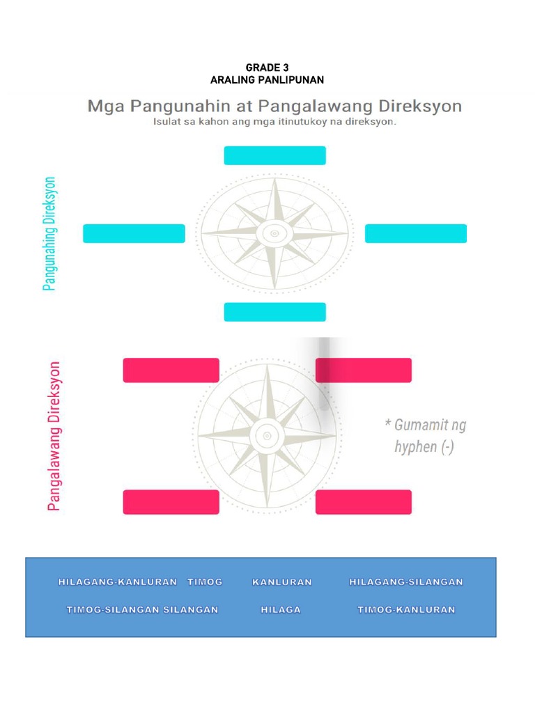 Worksheet - Pangunahin at Sekondaryang Direksyon | PDF