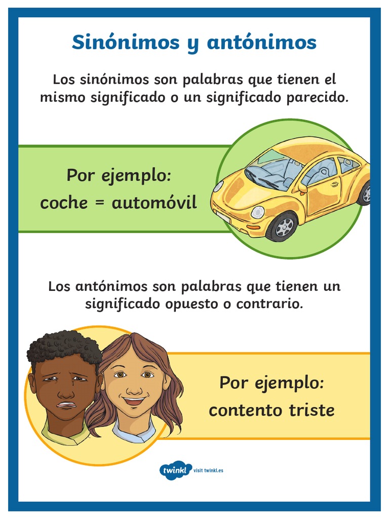 Poster A4 Sinonimos y Antonimos | PDF | Artes del Lenguaje y ...