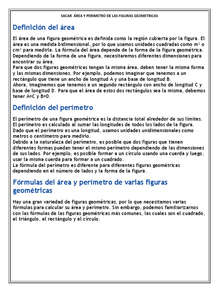 Fórmulas Área y Perímetro Figuras 2D | PDF | Zona | Triángulo