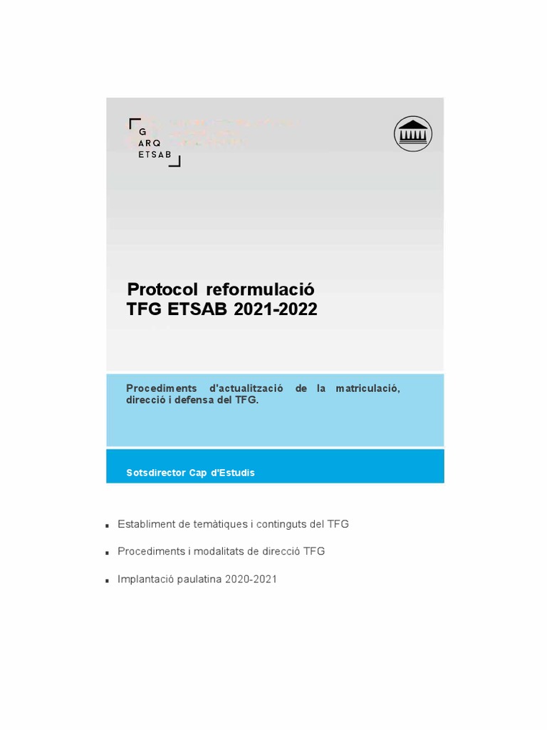 ETSAB - Protocol Actualització TFG | PDF
