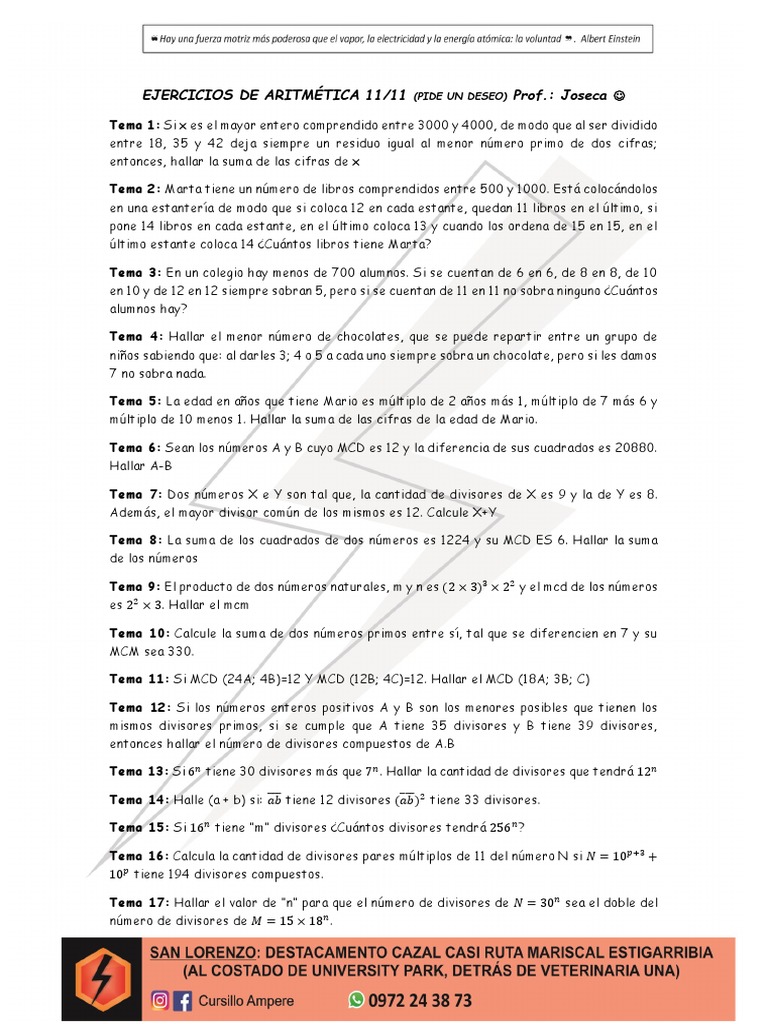Ejercicios Arit Tranqui | PDF | Matemáticas discretas | Aritmética