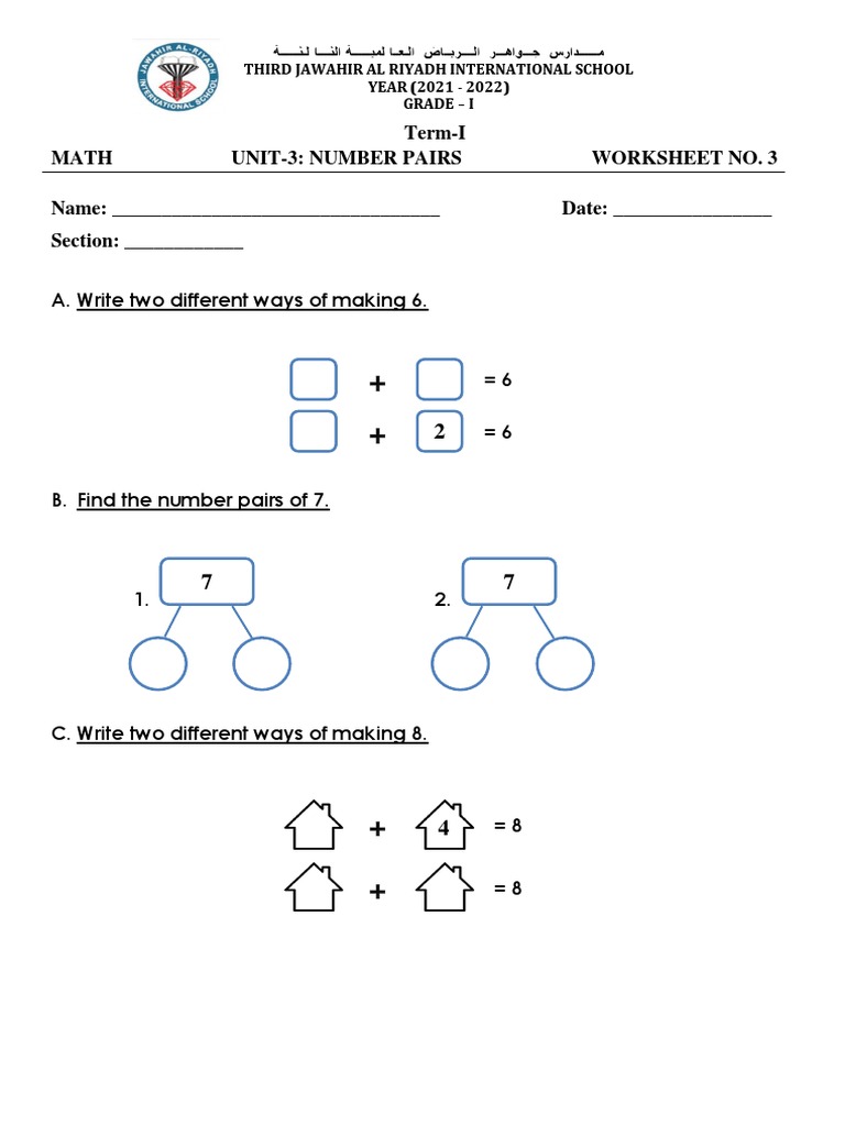 Worksheet 3 Number Pairs | PDF