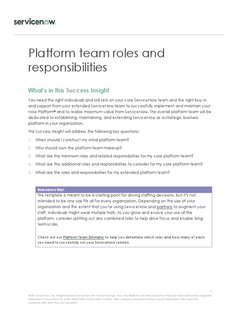 Platform Team Roles Responsibilities | Download Free PDF | Governance ...