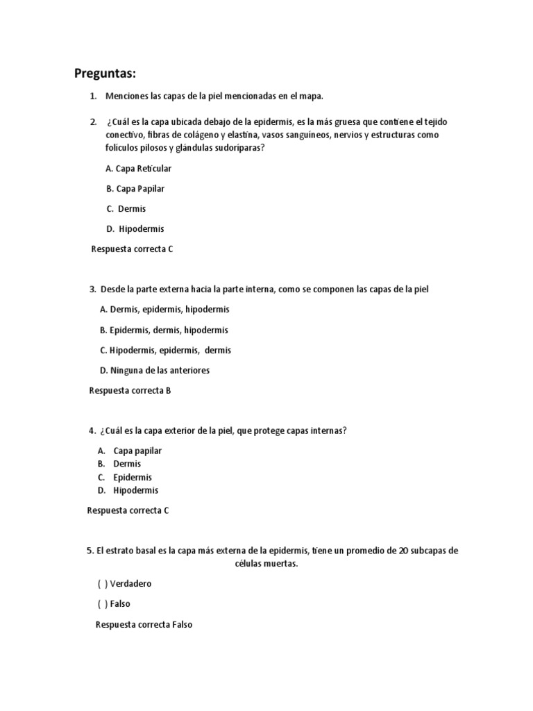 Preguntas Piel | PDF