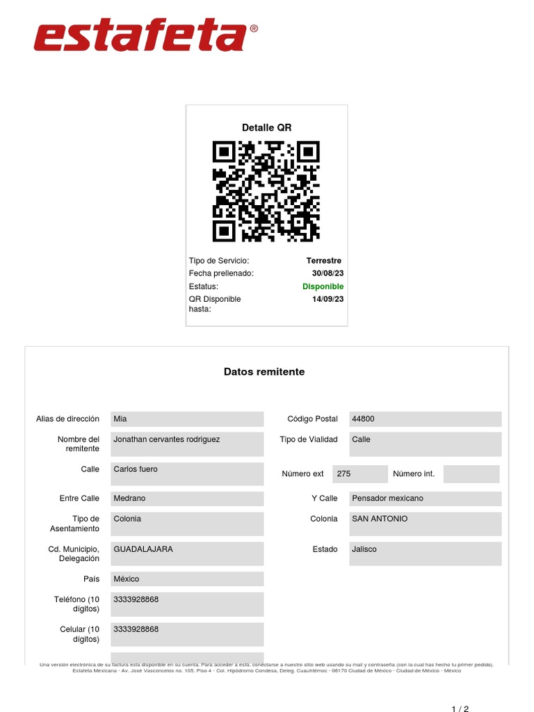 Codigo QR Estafeta | PDF | México | Industrias de servicio