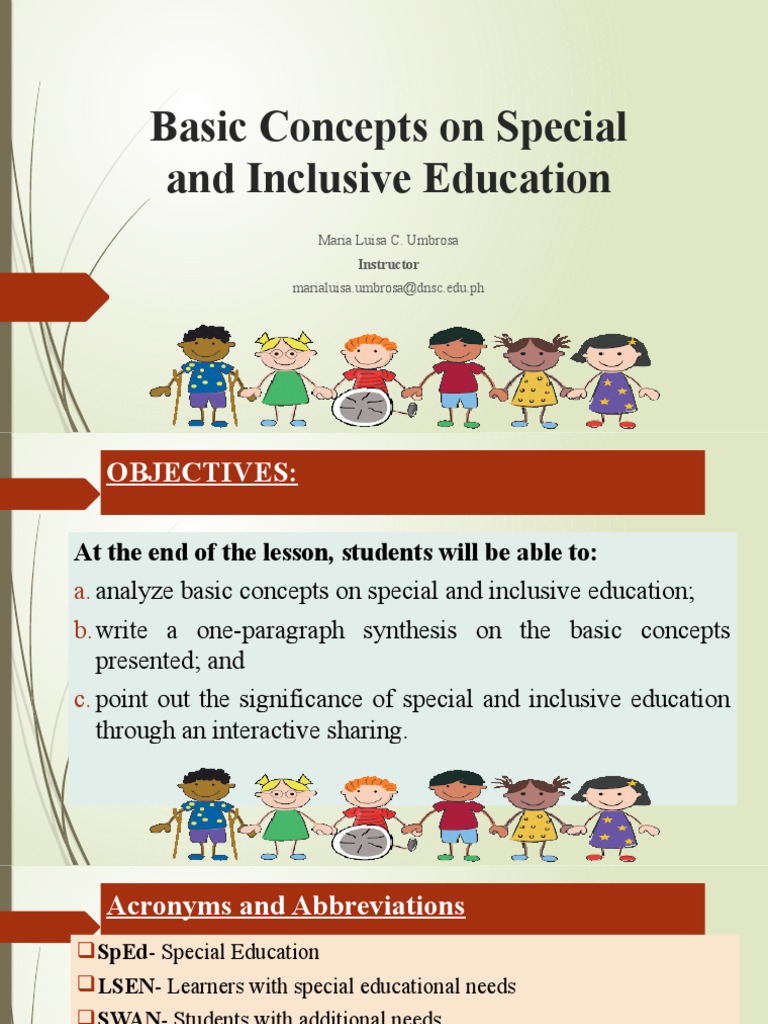 Basic Concepts of Special and Inclusive Education | PDF | Inclusion ...