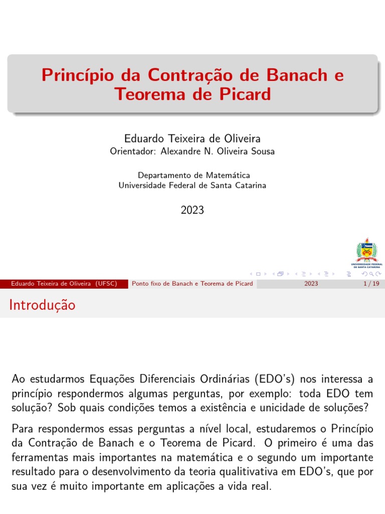 Princípio de Banach e Teorema de Picard | PDF | Espaço de Banach ...
