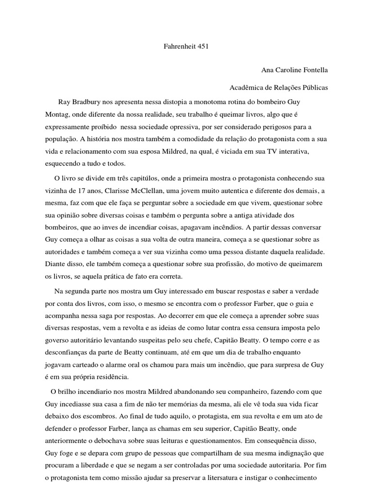 Resumo Fahrenheit 451 | PDF