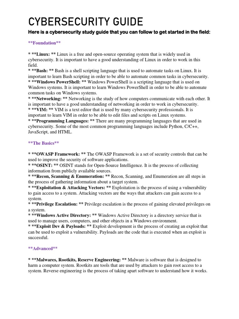 Cybersecurity Roadmap | PDF | Exploit (Computer Security) | Security