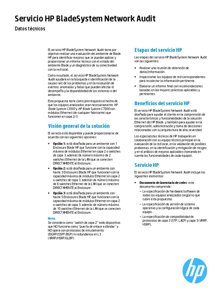 HP Bladesystem Network Audit 4aa3-6781spl | PDF | Conmutador de red ...