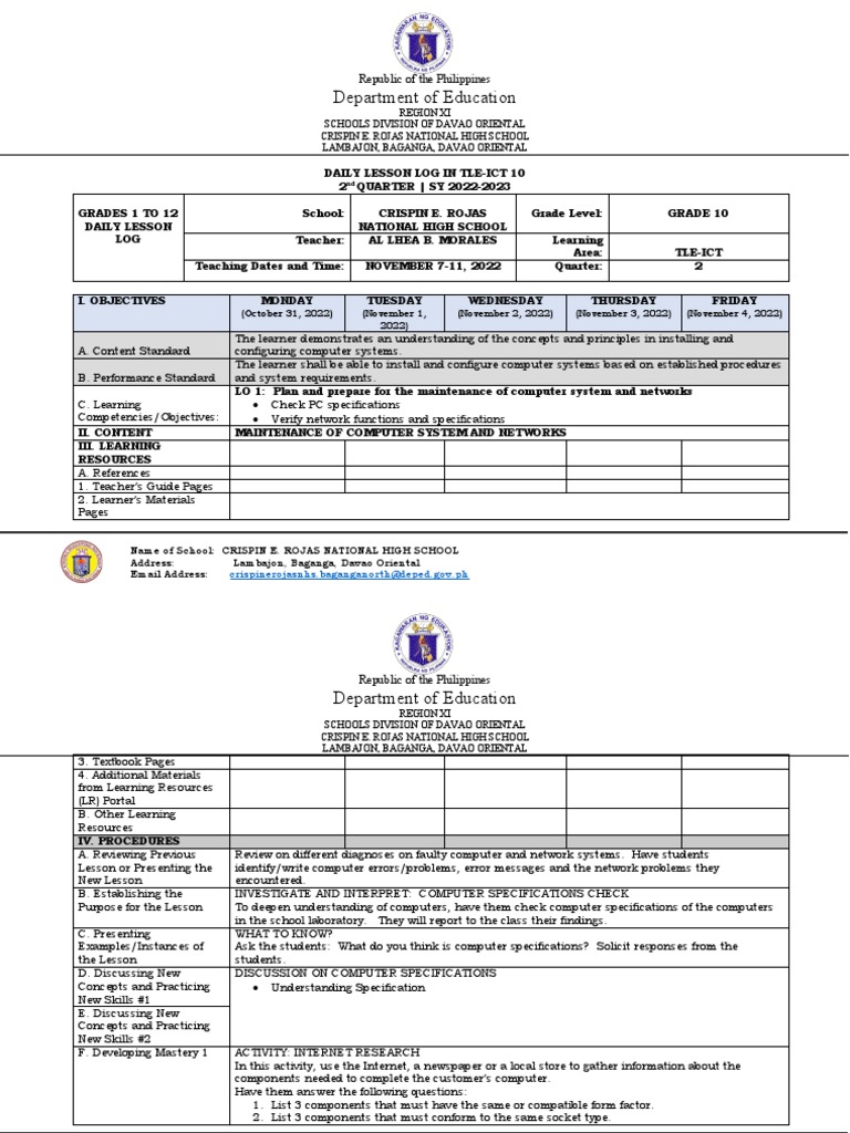 1st Quarter DLL | PDF | Computer Network | Personal Computers