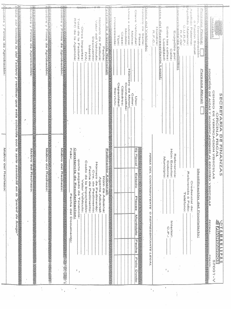 Formato para Baja y Altas de Vehiculos (SF001-V) | PDF