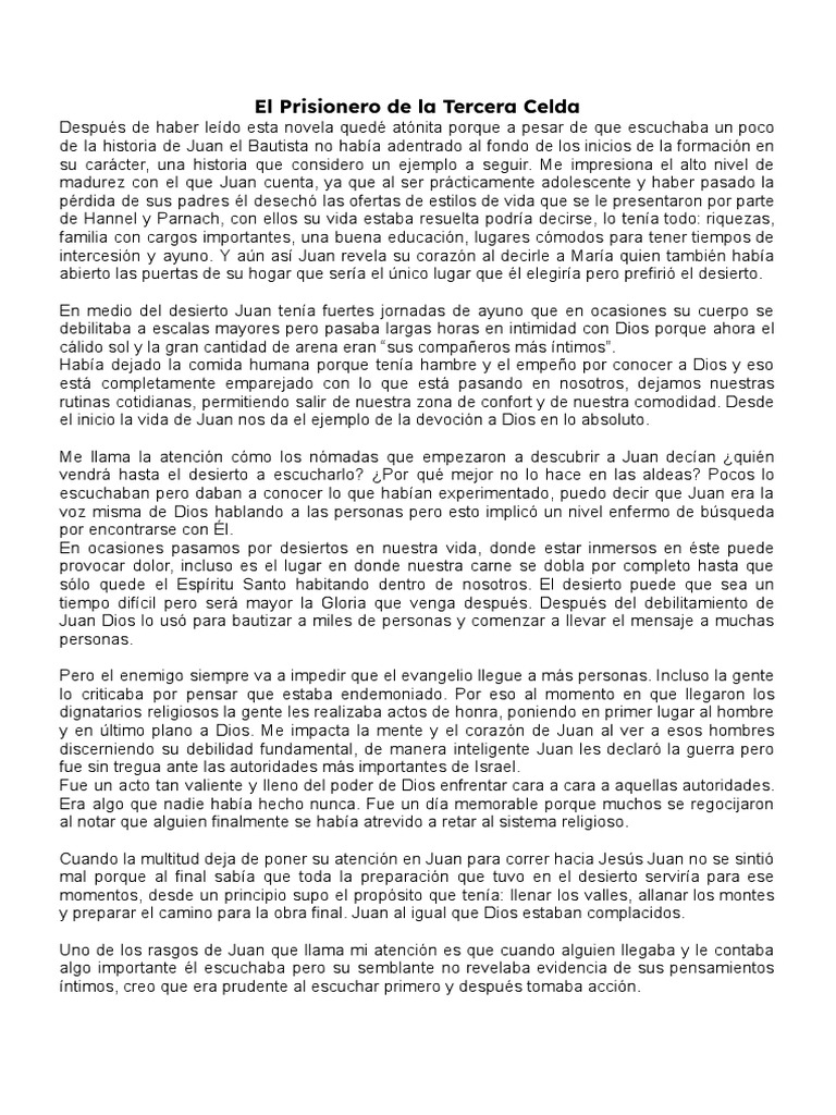 Reflexiones sobre "El Prisionero de la Tercera Celda" | PDF | Jesús | Dios