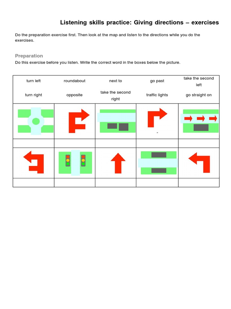 Giving Directions - Exercises | PDF | Foreign Language Studies | Art